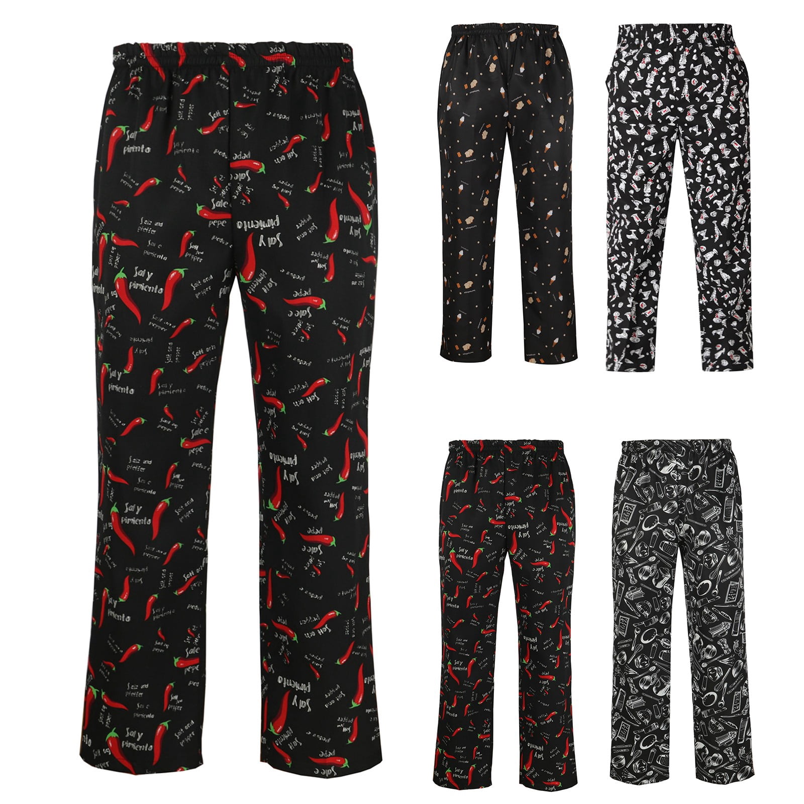 Blekii Men's Chef Pants, Hotel Restaurant Work Trousers with Pepper ...
