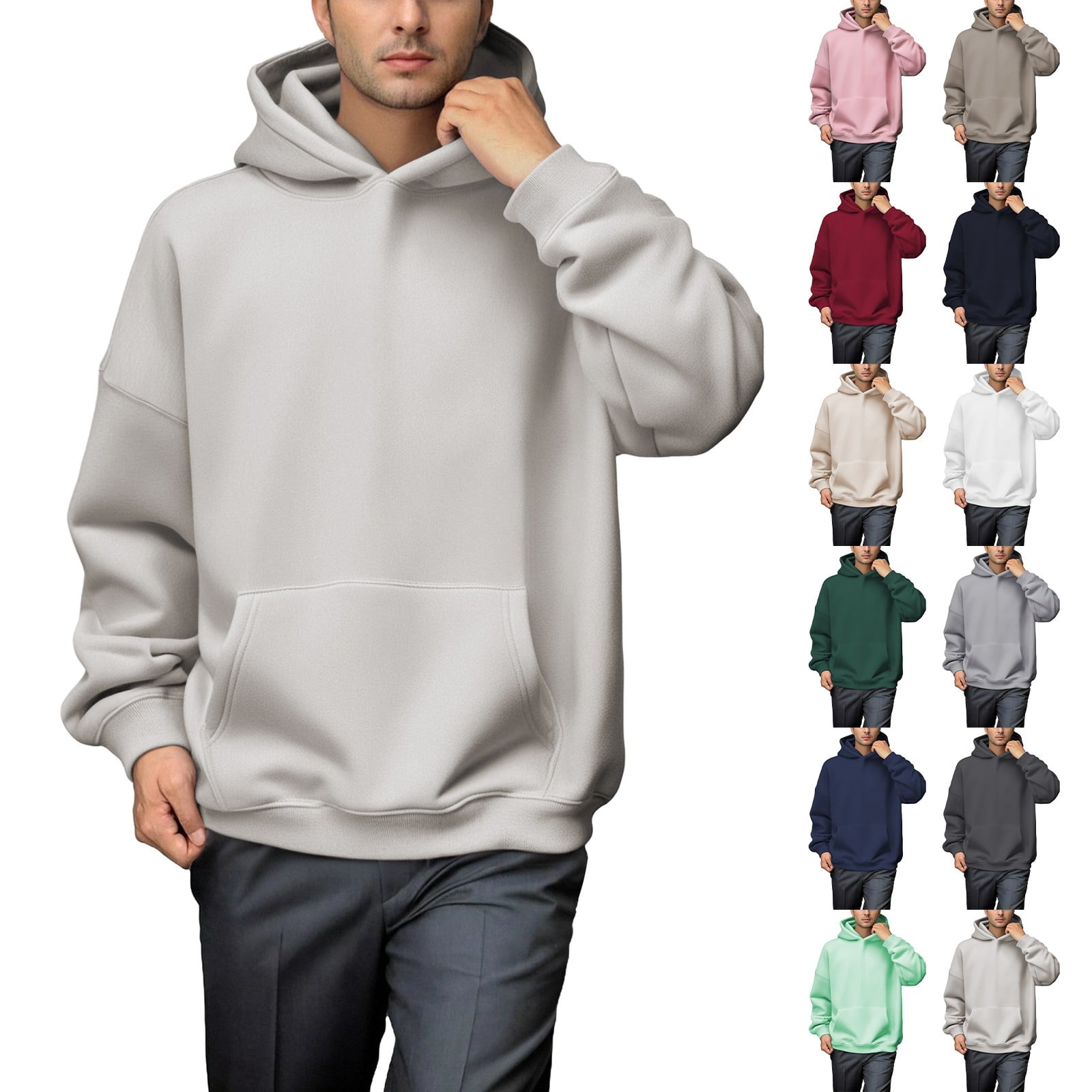 Blekii Men's Cotton Collar Pullover Sweatshirt, Casual Long Sleeve ...