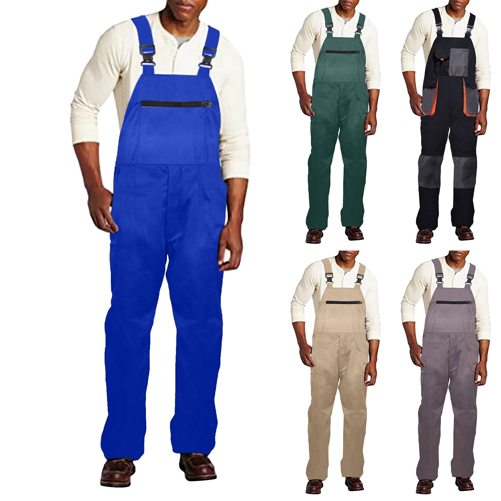Blekii Men's Denim Overalls Relaxed Fit, Adjustable Strap Bib Overall ...