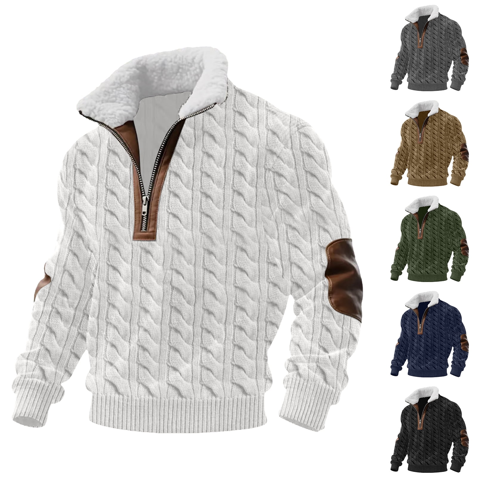 Blekii Men's Fleece Lined Quarter Zip Sweatshirt, Cadet Collar Pullover ...