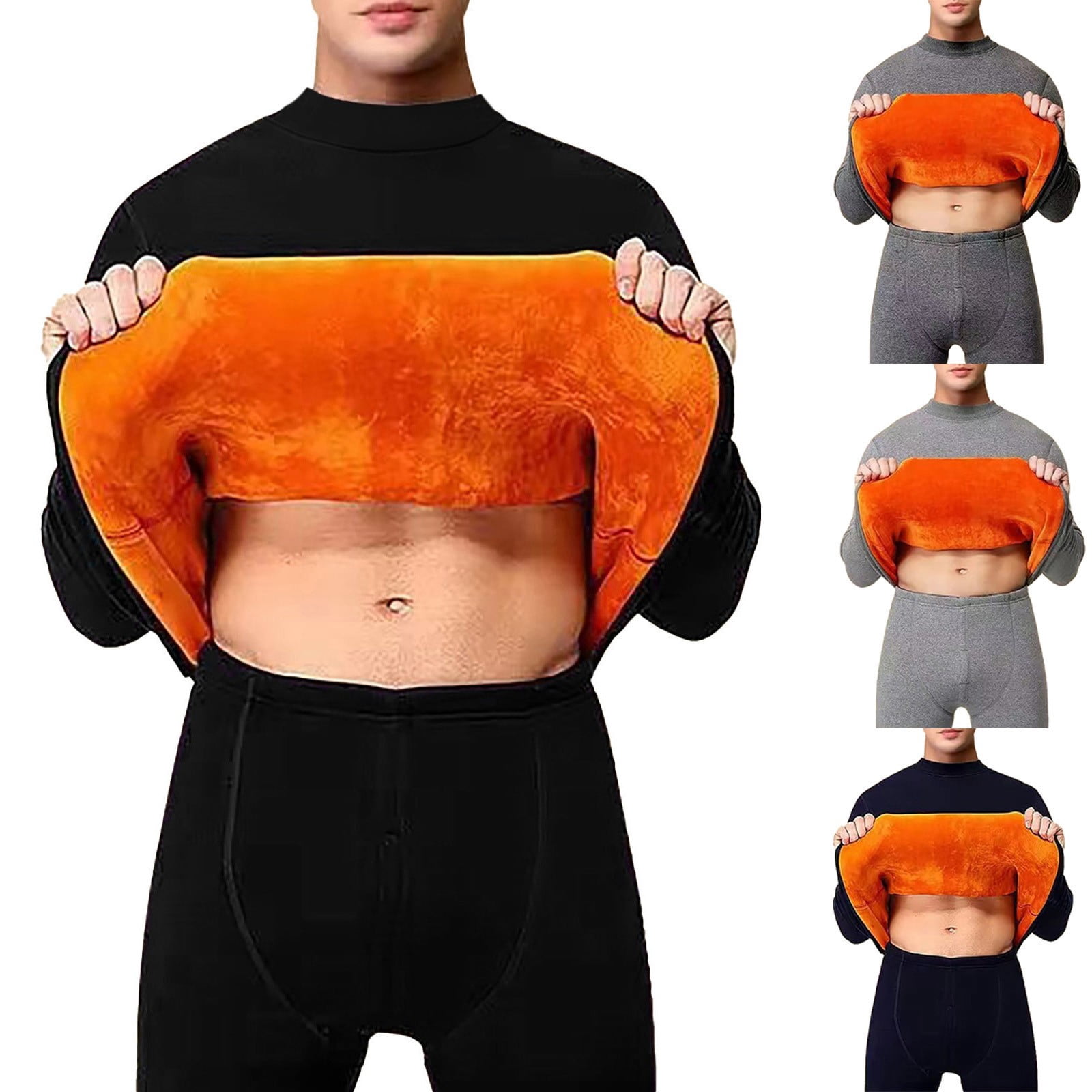 Blekii Men's High Neck Thermal Underwear Top - Gold Fleece Lining ...