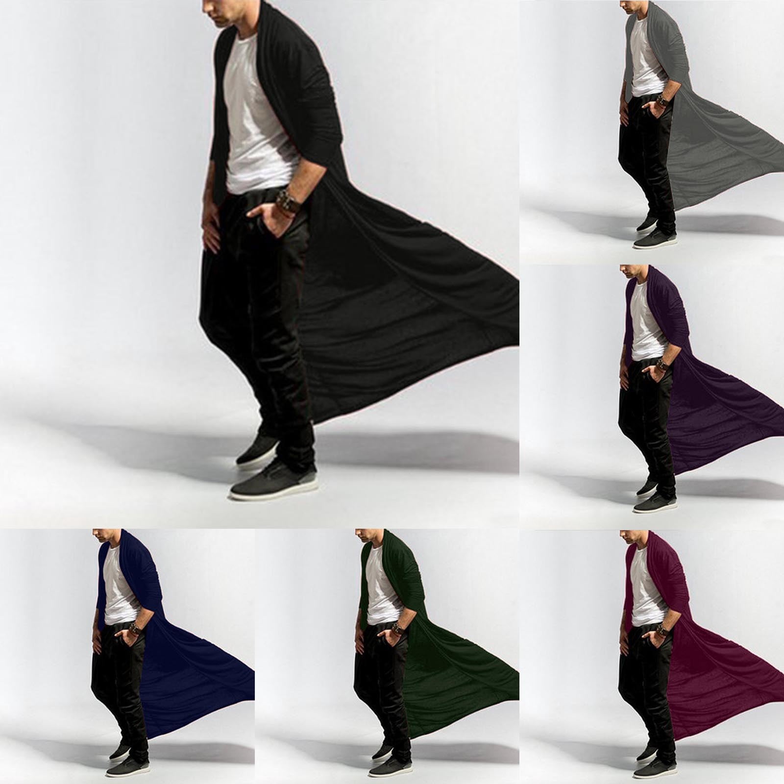 Blekii Men's Long Trench Coat, Slim Fit Windbreaker for Fall, Solid ...