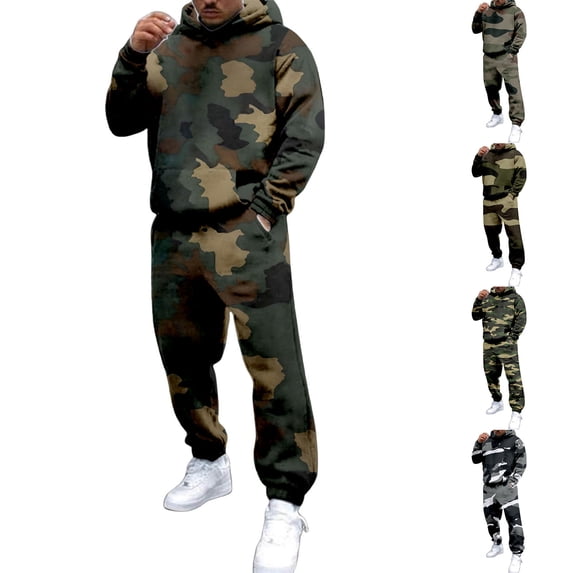 Blekii Men's Printed Sweatsuit Set, Hoodie & Joggers Matching Outfit ...