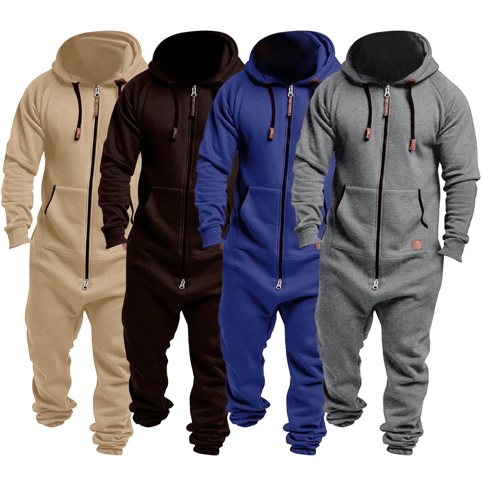 Blekii Men's Romper Jumpsuit, Hooded Sweatshirt Style One-Piece, Solid ...