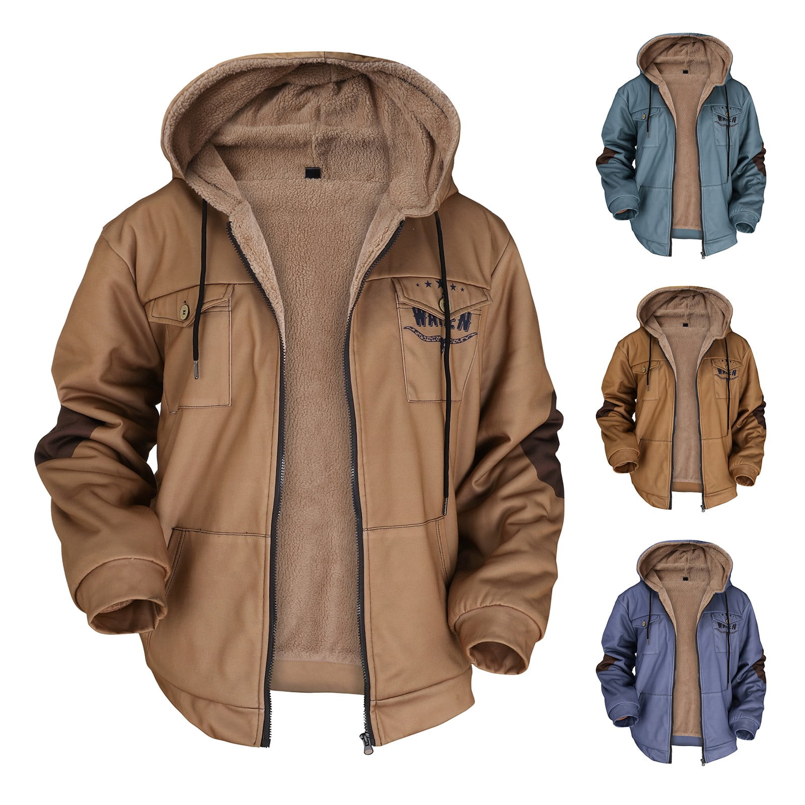 Blekii Men's Sherpa Lined Jacket, Western Style Denim Jacket with 3D ...