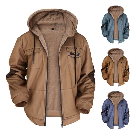 Blekii Men's Sherpa Lined Jacket, Western Style Denim Jacket with 3D ...