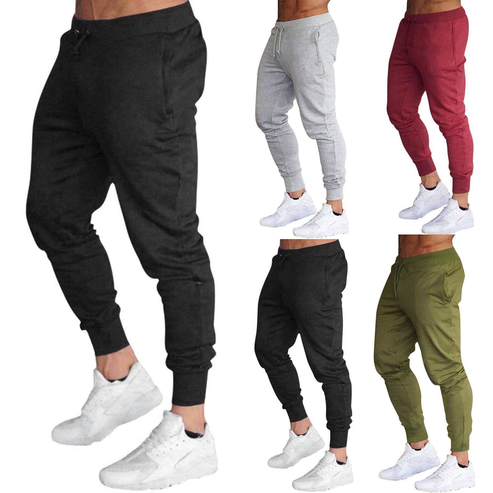 Blekii Men's Slim Fit Joggers, Stretch Sweatpants for Running Or ...