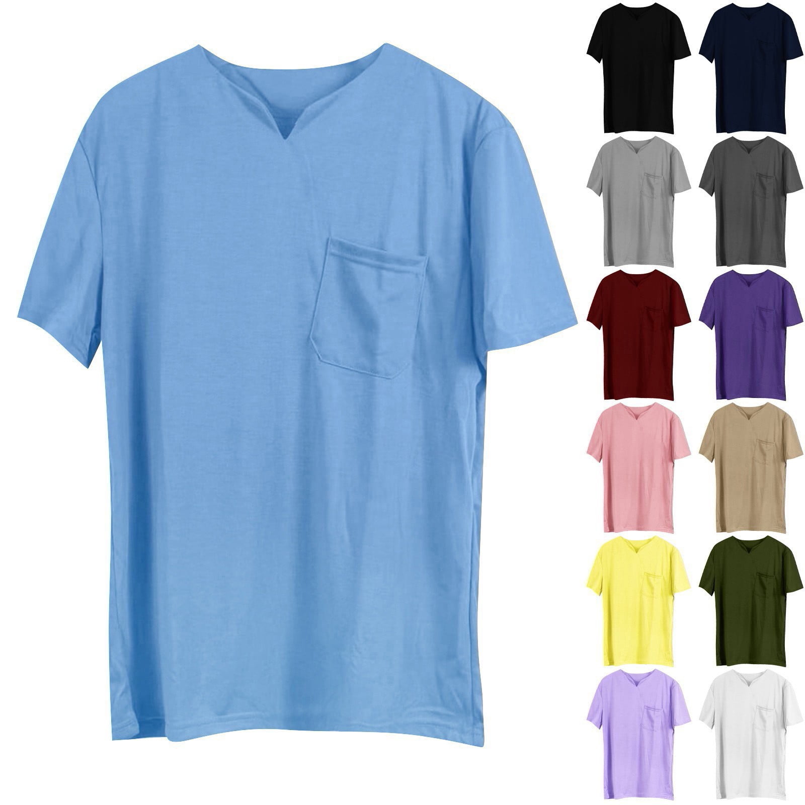 Blekii Men's Solid Fitness Large Sports T-Shirt Elastic Cotton - V-Neck ...