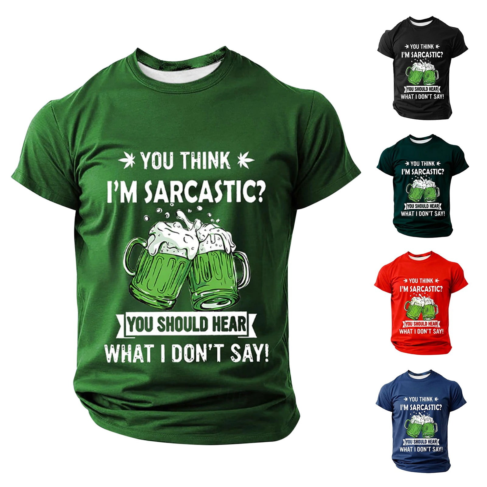 Blekii Men's Spring Summer Casual O-Neck Printed Short Sleeve T-Shirt ...