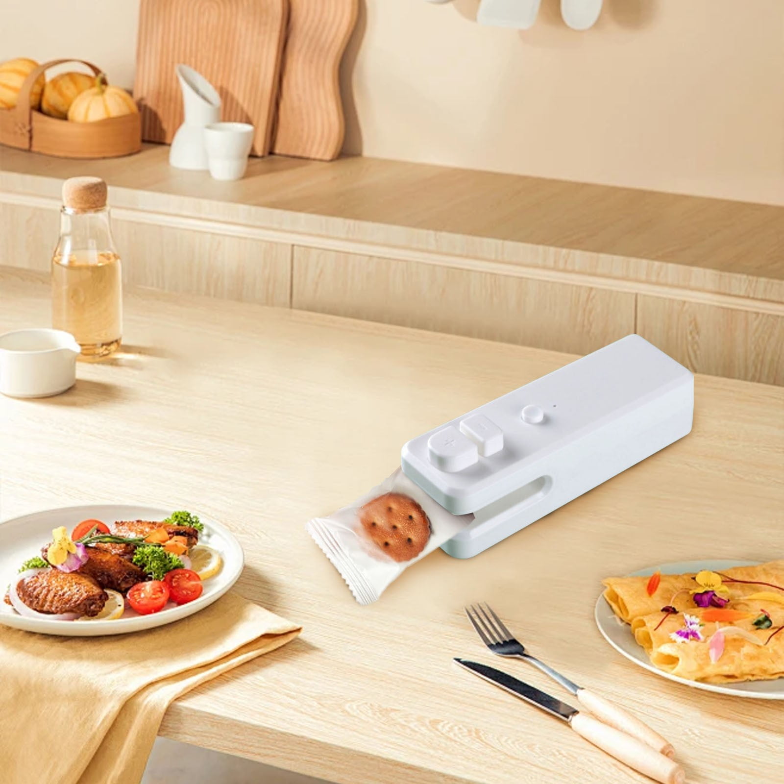 Blekii Rechargeable Handheld Bag Sealer & Cutter–Heat-Seals Plastic Snack Bags, Cuts Open ...