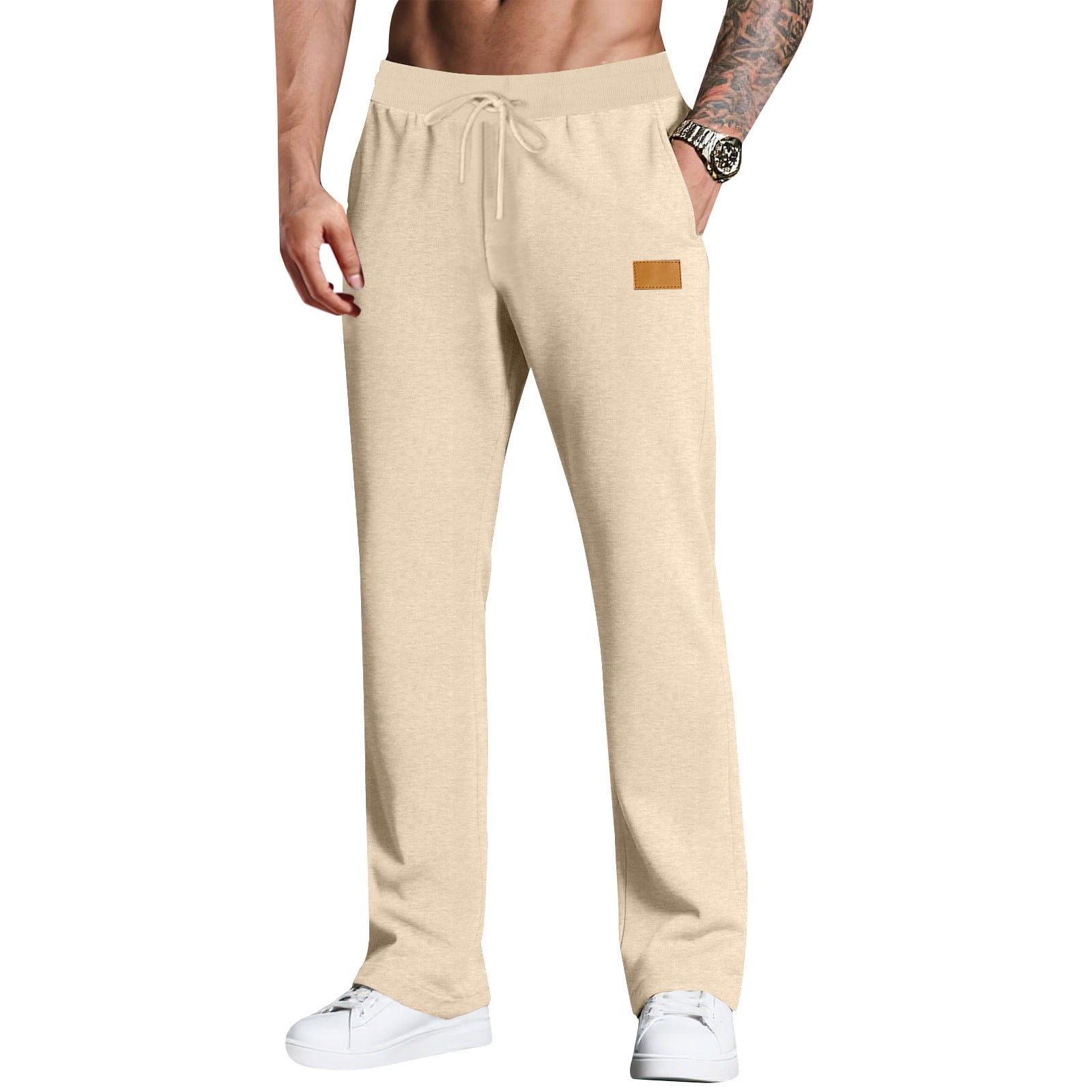 Blekii Straight Open Bottom Joggers, Mens Baggy Sweatpants Wide Leg ...