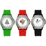 Blekon Christmas Tree Women Watch Crystals Studded Alloy Case Silicone ...