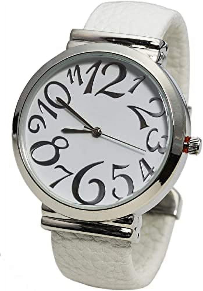 Blekon Collections Analog Quartz Crazy Numbers 40mm Dial Ladies Pebble ...