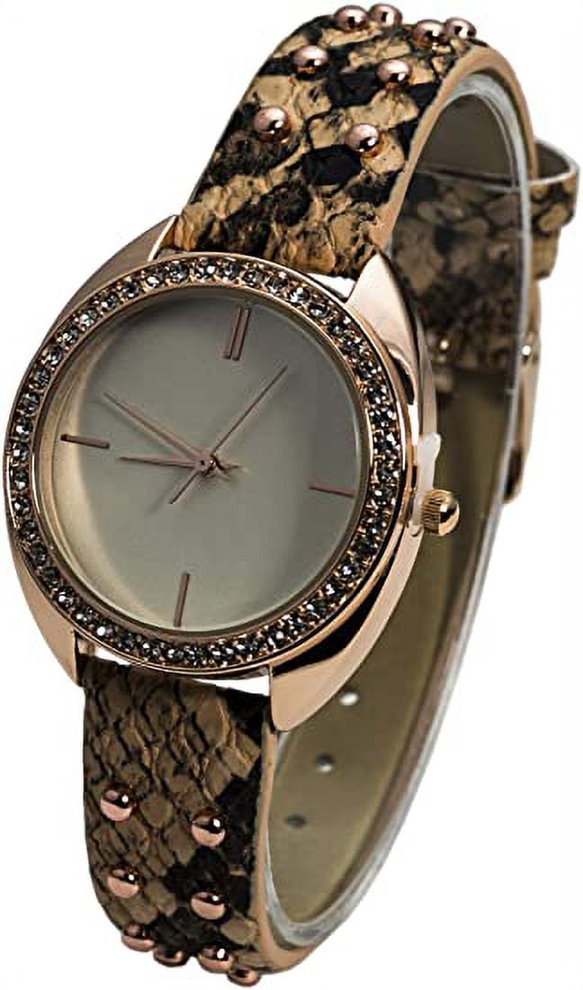 Blekon Collections Japanese Quartz 34mm Case Rhinestone Bezel Scale ...