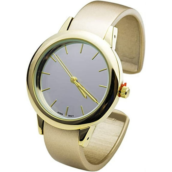 Blekon Collections Japanese Quartz Women's 34mm Case Silver Finished Cuff Bangle Watch - Walmart.com