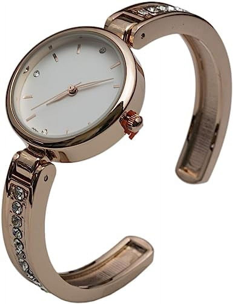 Blekon Collections Japanese Quartz Womens Elegant 28mm Case Rhinestone ...