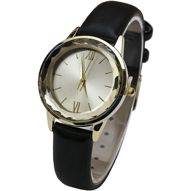 Blekon Collections Japanese Quartz Womens Elegant Cut Crystal Bezel ...