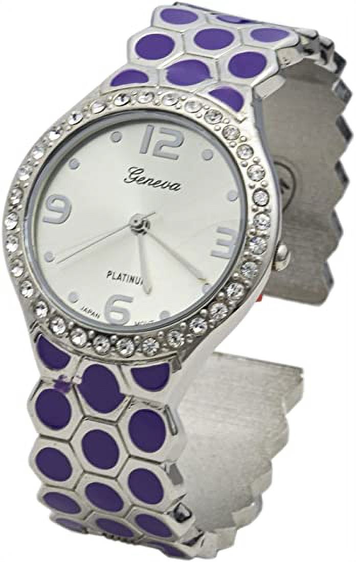 Blekon Collections Women's 33mm Case Hexagon Patterned Metal Bangle ...