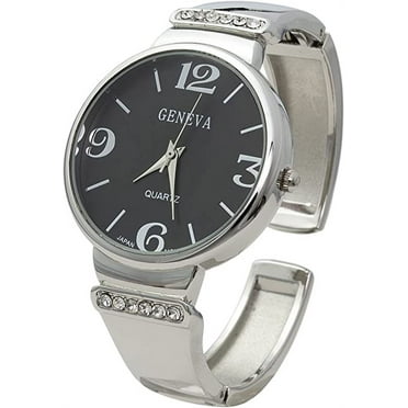 Silver String Style Band Luxury Women's Bangle Cuff Watch - Walmart.com
