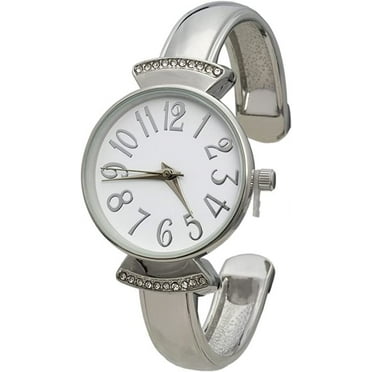 Silver String Style Band Luxury Women's Bangle Cuff Watch - Walmart.com