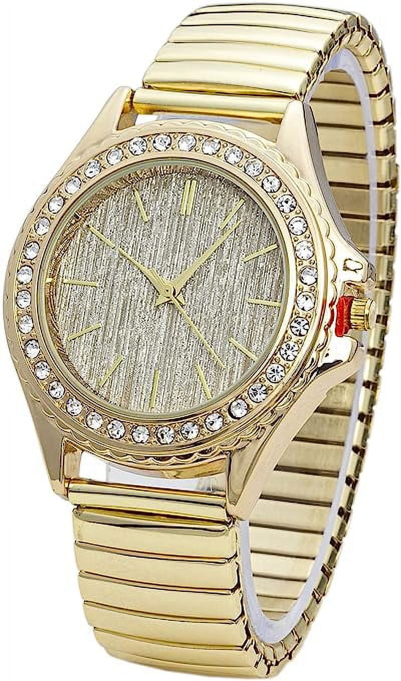 Blekon Collections Womens Quartz Linear Sparkly Dial Design Gold ...