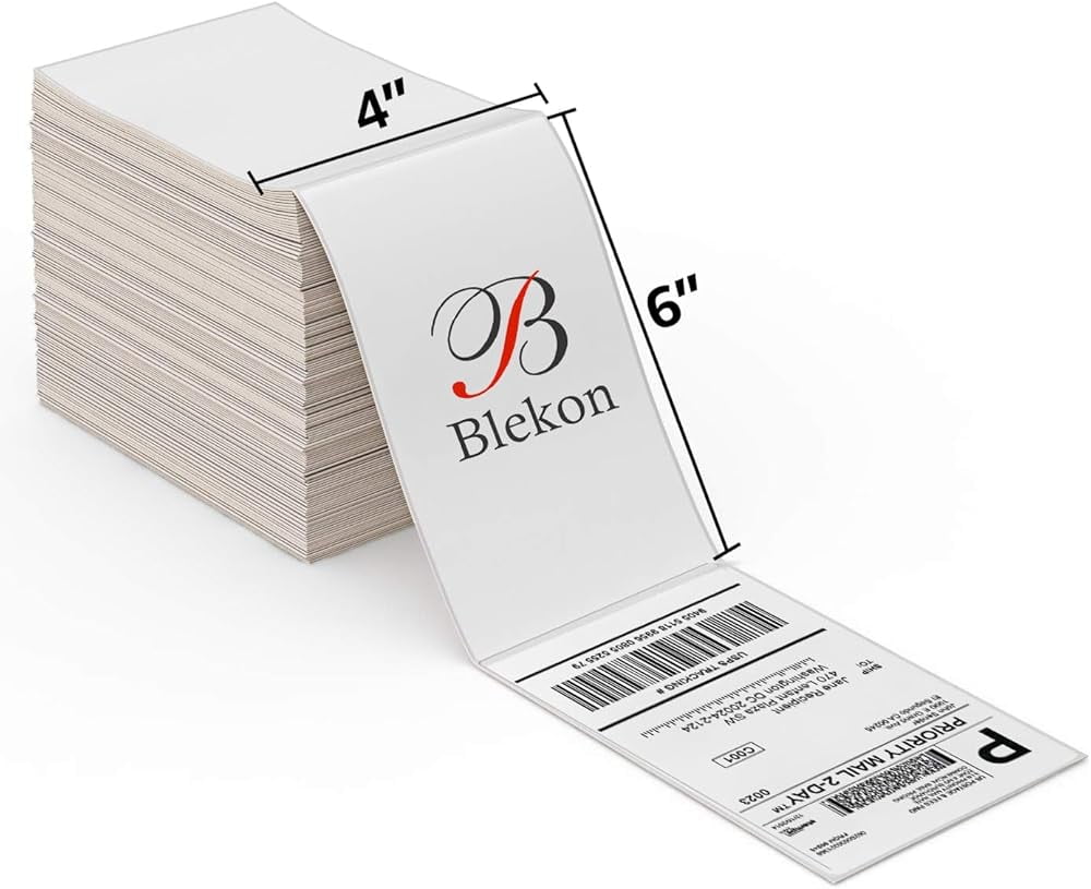 Blekon Direct Thermal Shipping Labels - 4" x 6" Fanfold Labels ...