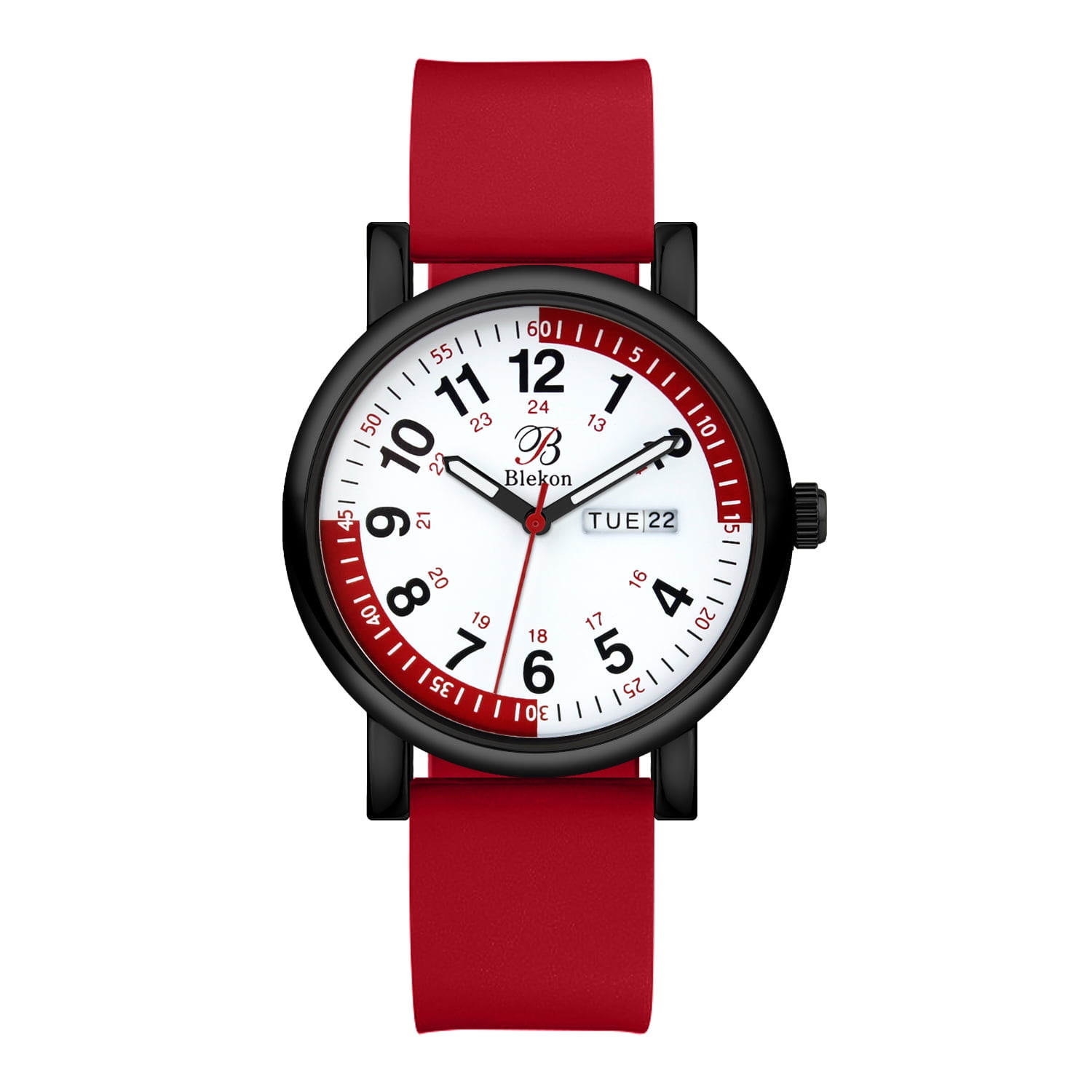 Blekon Metal Nurse Watch-Medical Scru, Red Pulsometer, Easy Read Dial ...