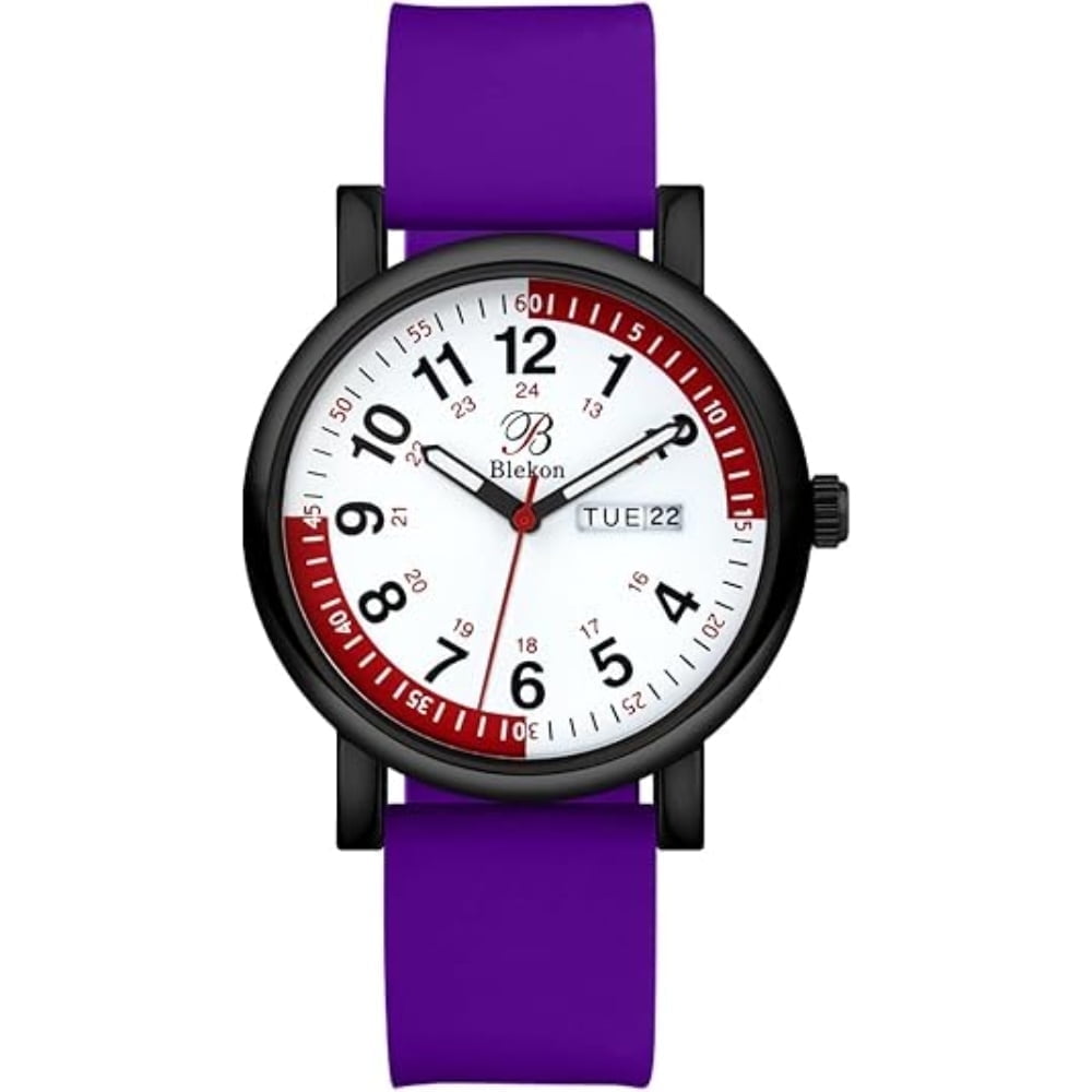 Blekon Original Nurse Leather Band Watch Second Hand, Water Resistant ...