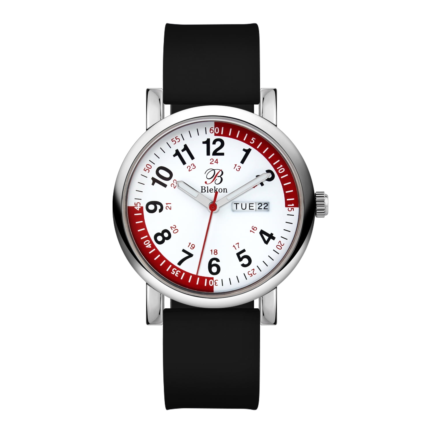 Blekon Original Nurse Wrist Watch - Red Pulsometer, Easy Read Dial, Day ...
