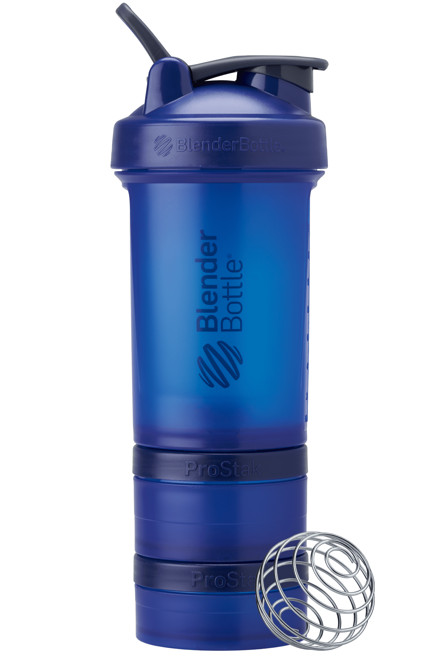 BlenderBottle ProStak Protein Shaker Cup, 22oz, Cobalt Blue, Storage ...