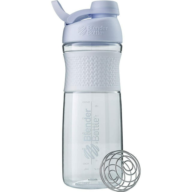 BlenderBottle SportMixer 28 oz Tritan White Shaker Cup with Twist Cap and Textured Grip ...