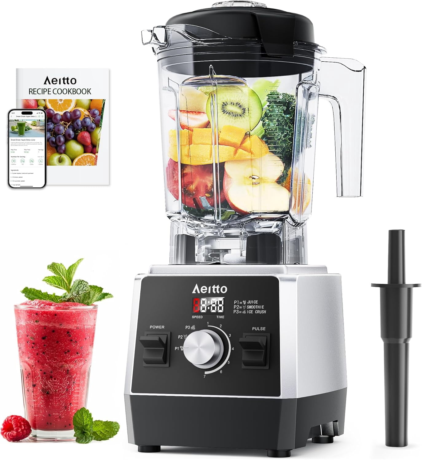 Blenders for Kitchen 1800W Professional Countertop Blender, 68Oz Large ...