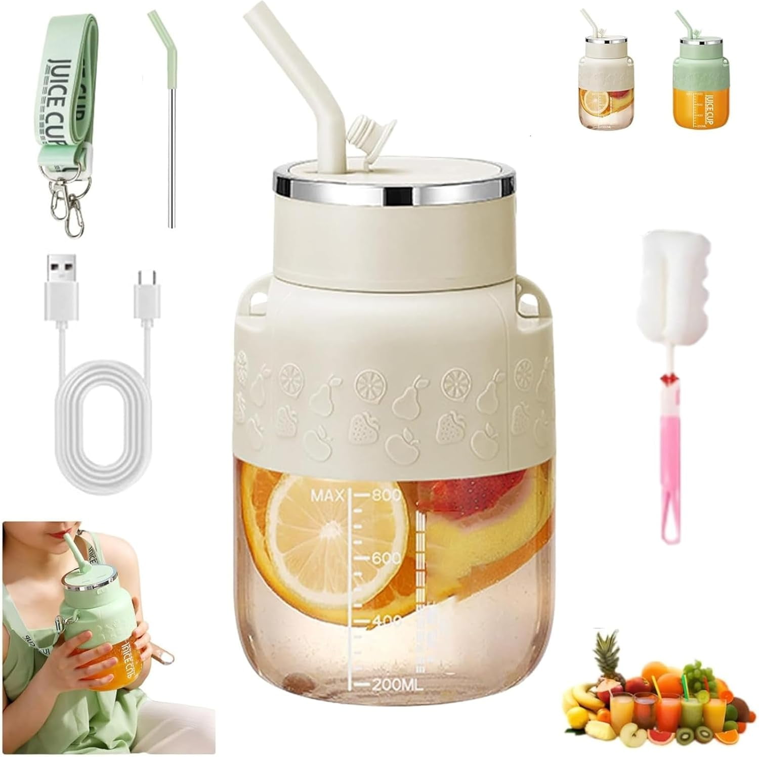 Blendgo 800, 2025 Upgrade Blendgo 800 Portable Blender, with Straw and ...