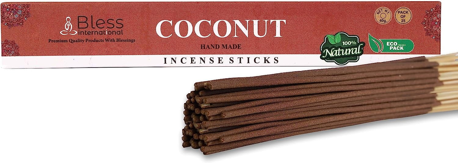 Bless-COCONUT-Incense-Sticks 100%-Natural-Handmade-Hand-Dipped-Incense ...