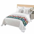 Bless Our Home Bed Runner Cal King Size Red Yellow Flowers Flowers Wood ...