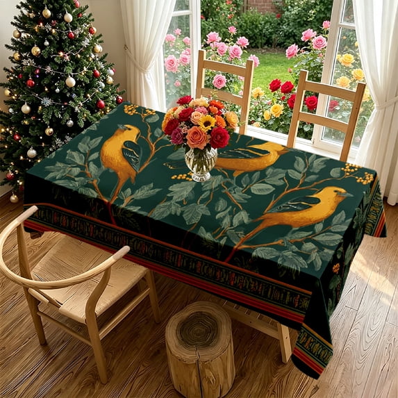 "Bless Our Home" Bicycle Floral Retro 2D Print Tablecloth, Decorative ...