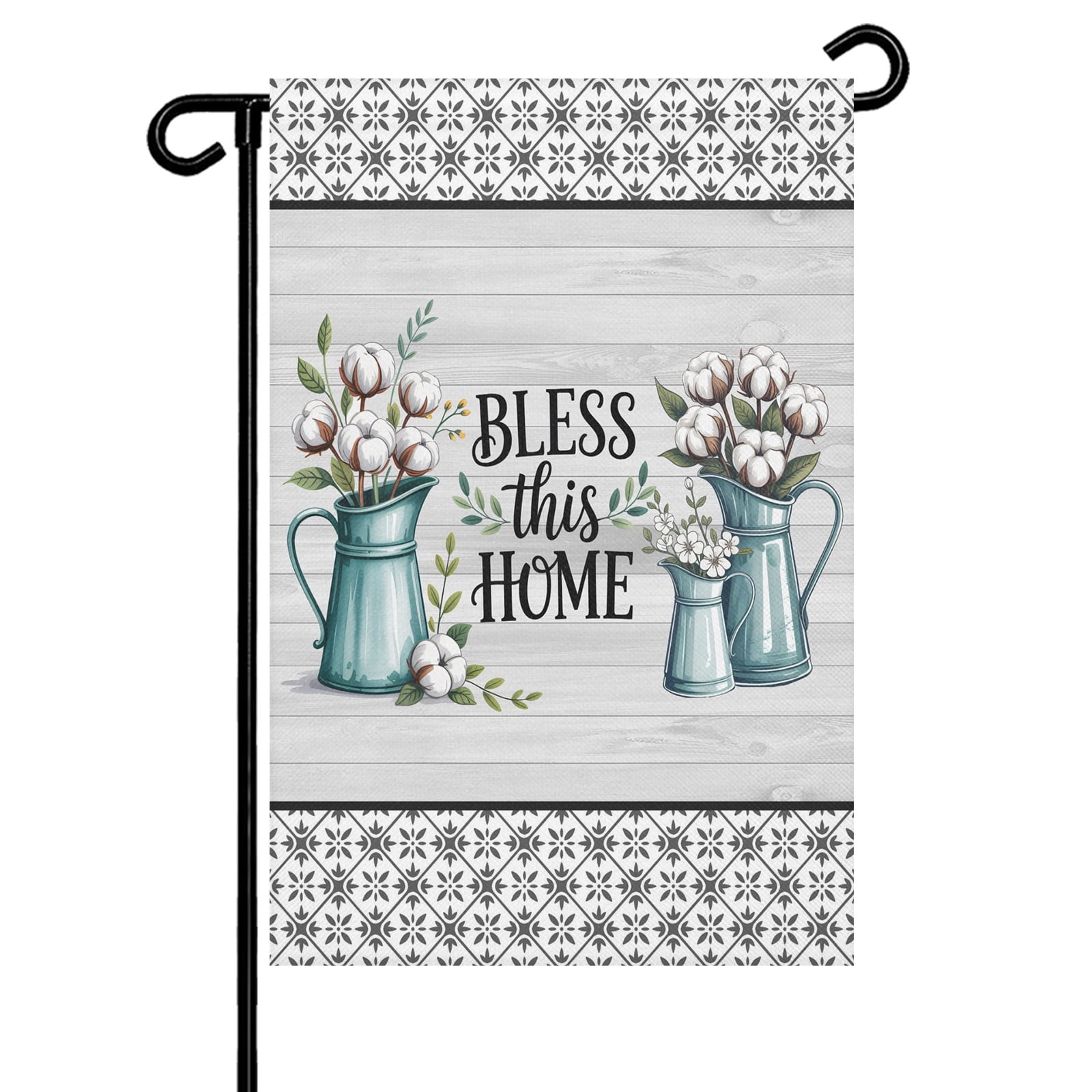 Bless This Home Garden Flag 12x18 Inch Spring Watercolor Cotton Leaf ...