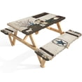 Bless Our Home Picnic Table Cover with Bench Covers Blue Star Sheep ...