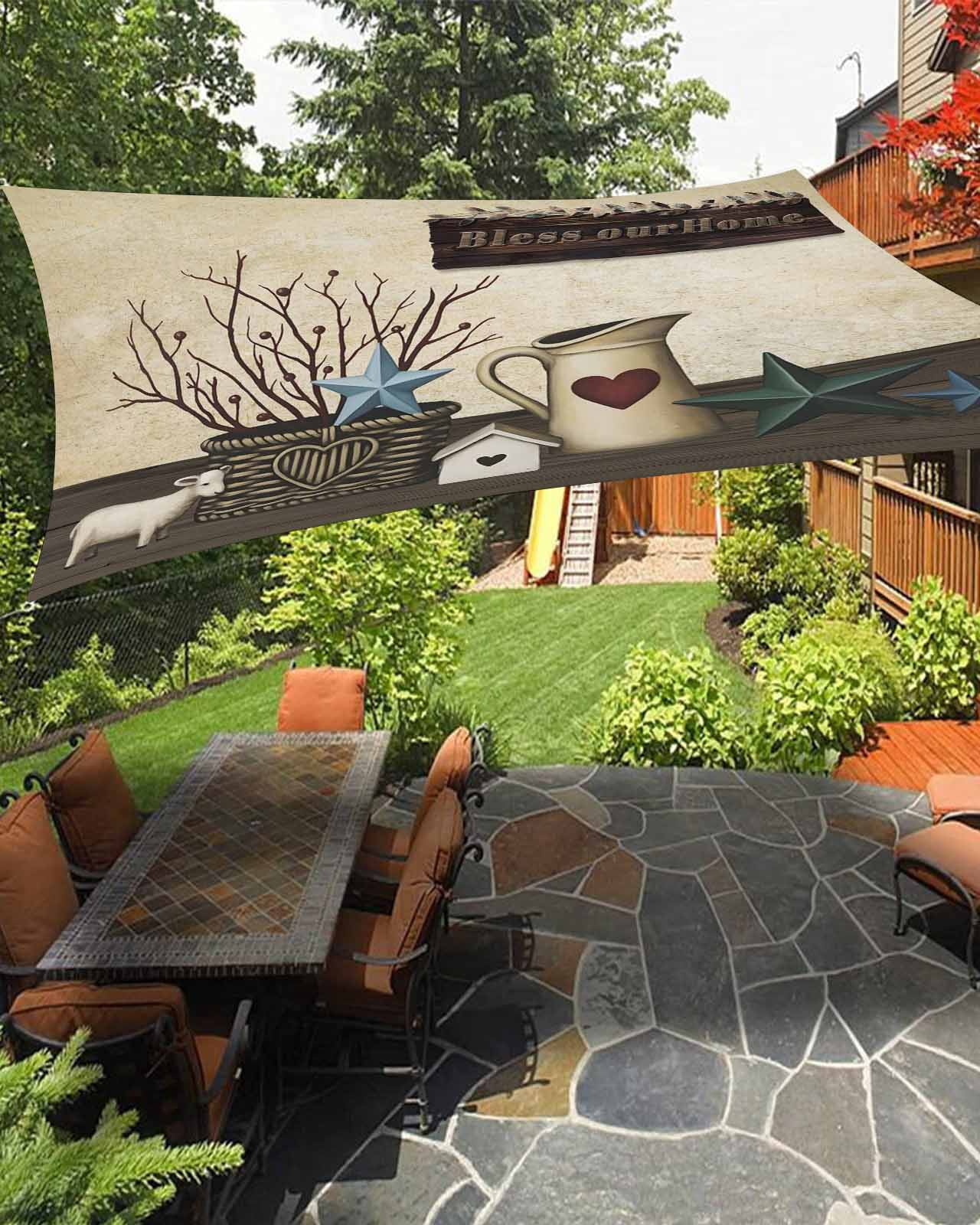 Bless Our Home Sun Shade Sail 8'X10' Blue Star Sheep Branch Pots ...