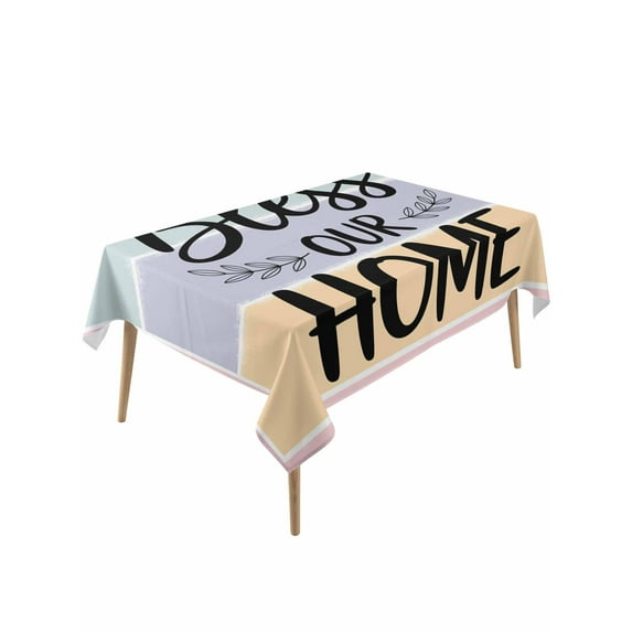 Bless Our Home Table Cloth, Wheat Color Black Stripes Aesthetic ...