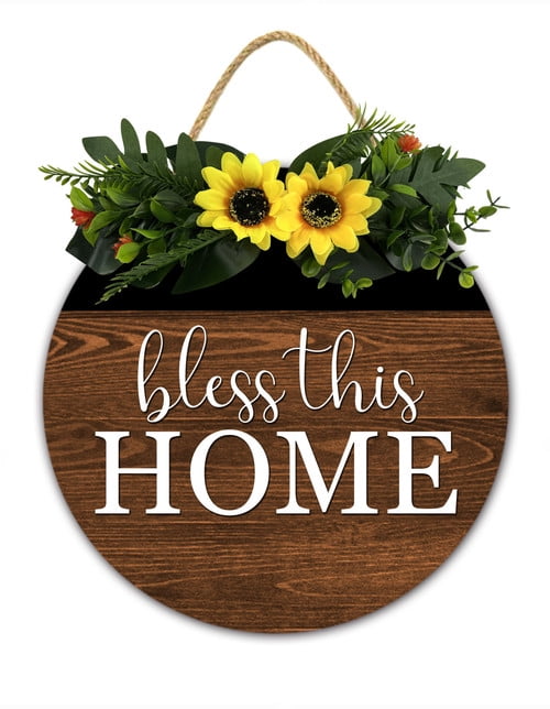 Bless This Home Wood Plaque Welcome Sign, Faithful & Religious Blessed Home Decor, Welcome Sign ...
