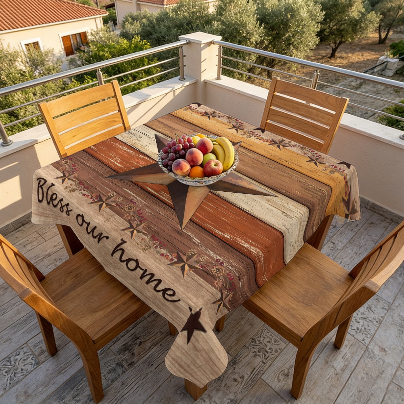 Bless Our Home Words Table Cloth 60x60in, Waterproof Square Tablecloth ...