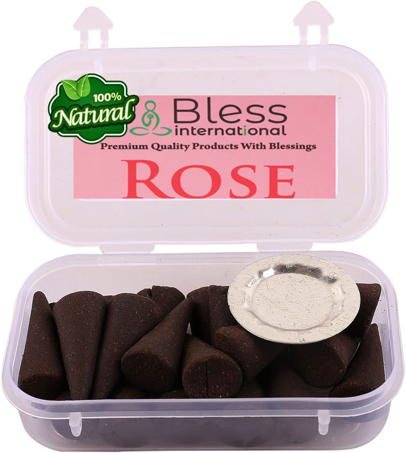 Bless International Rose 100%-Natural-Incense-Cones Handmade-Hand-Dipped Organic-Chemicals-Free ...