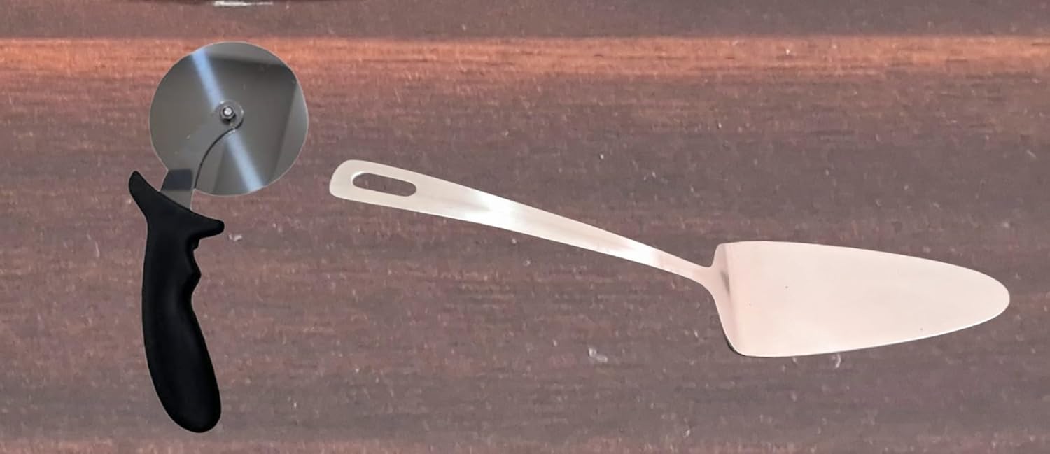 Bless Kraft Stainless Steel Pizza Cutter Lifter Set Heavy Steel 10 cm ...