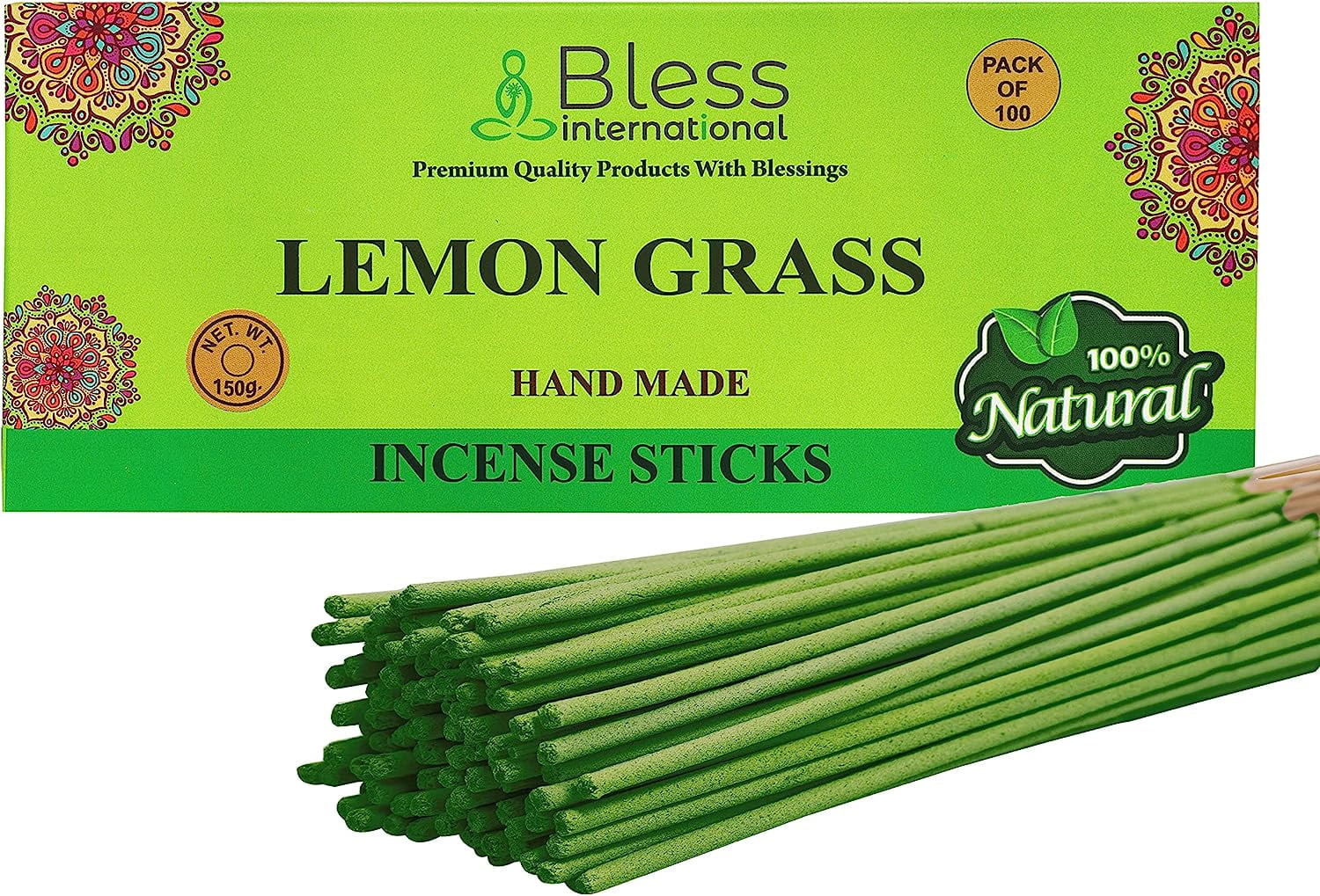 Bless-Lemon-Grass-Incense-Sticks 100%-Natural-Handmade-Hand-Dipped ...