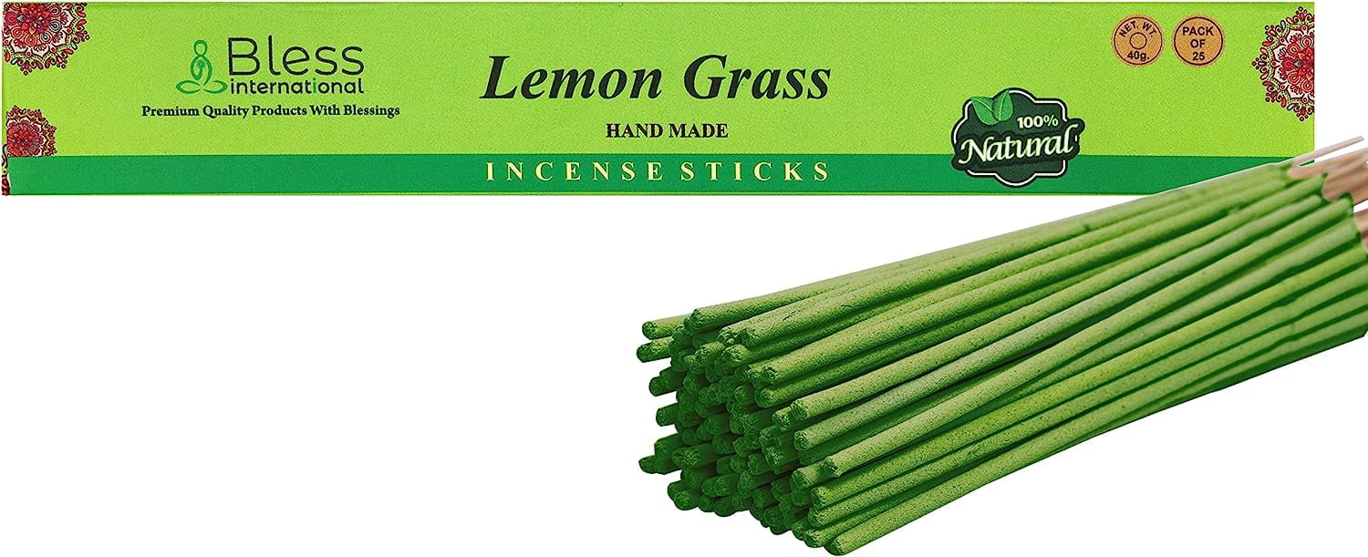 Bless-Lemon-Grass-Incense-Sticks 100%-Natural-Handmade-Hand-Dipped ...