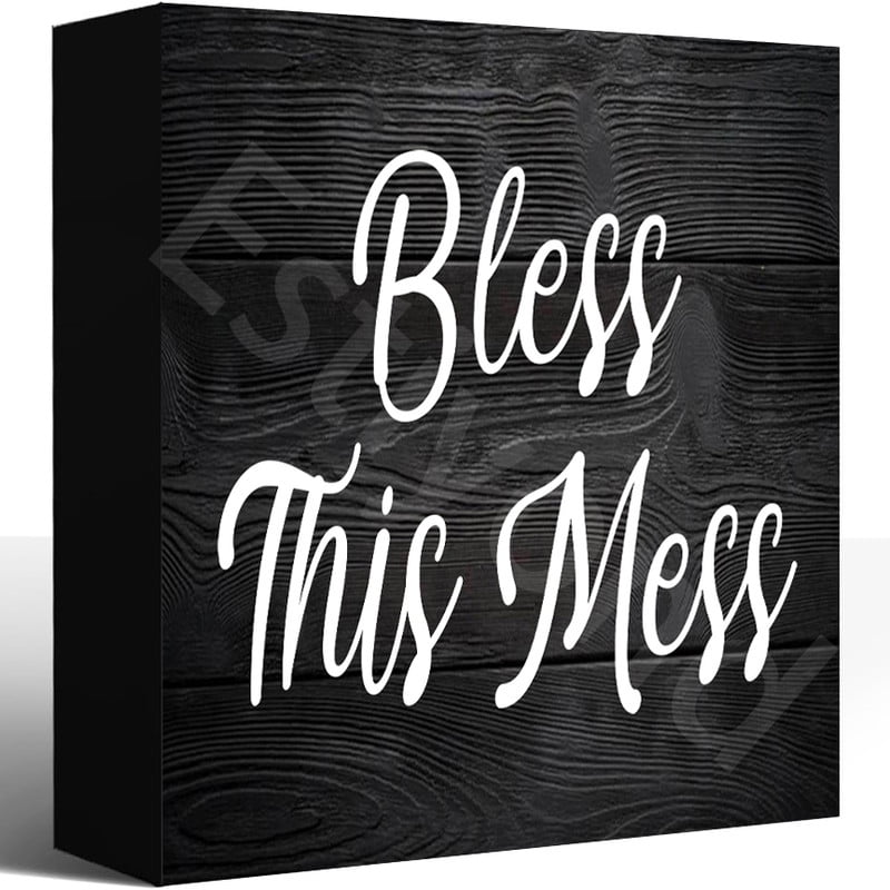 Bless This Mess Wooden Box Sign Decorative Motivational Gifts Wooden ...