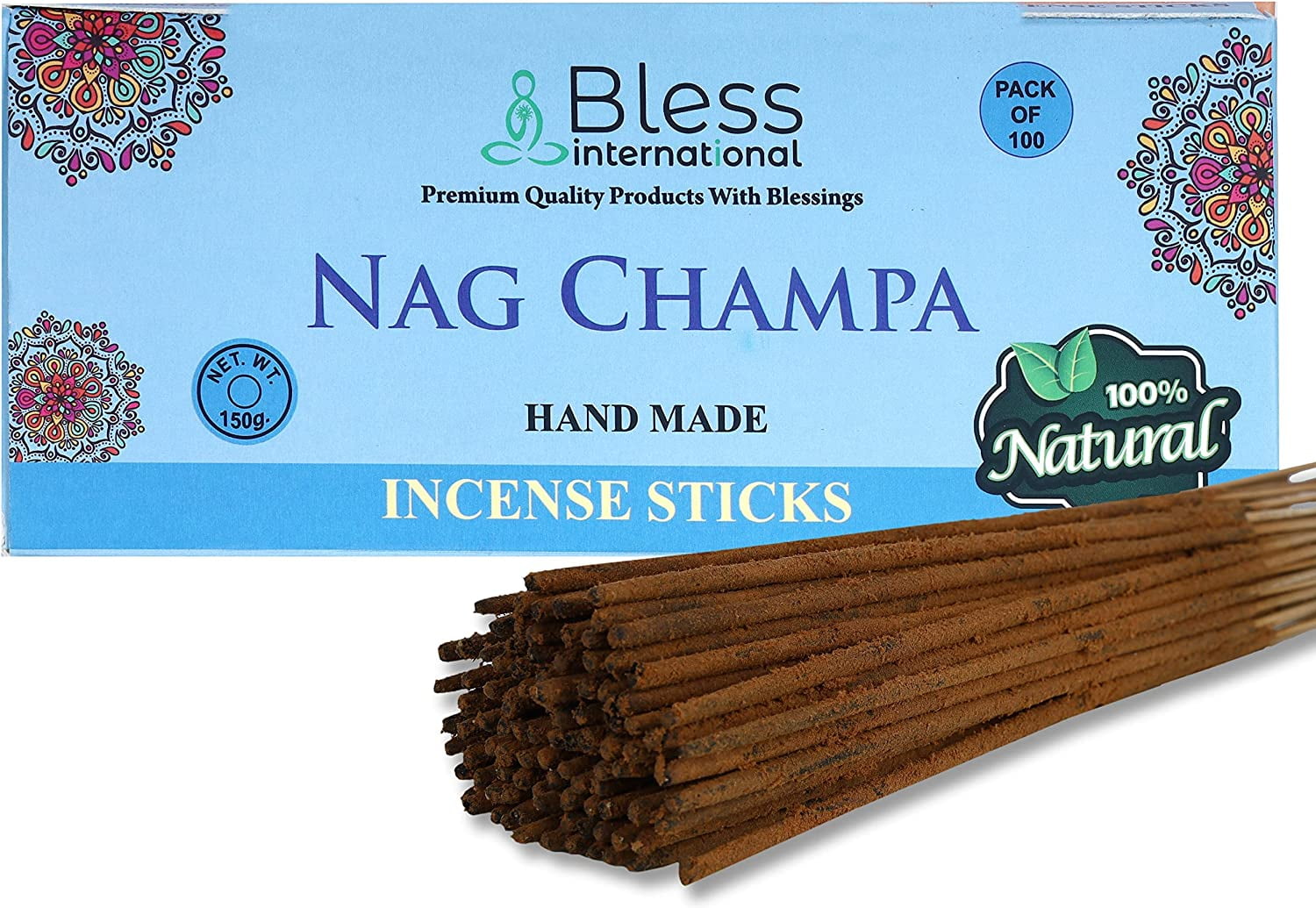 Bless-Nag-Champa-Incense-Sticks 100%-Natural-Handmade-Hand-Dipped ...