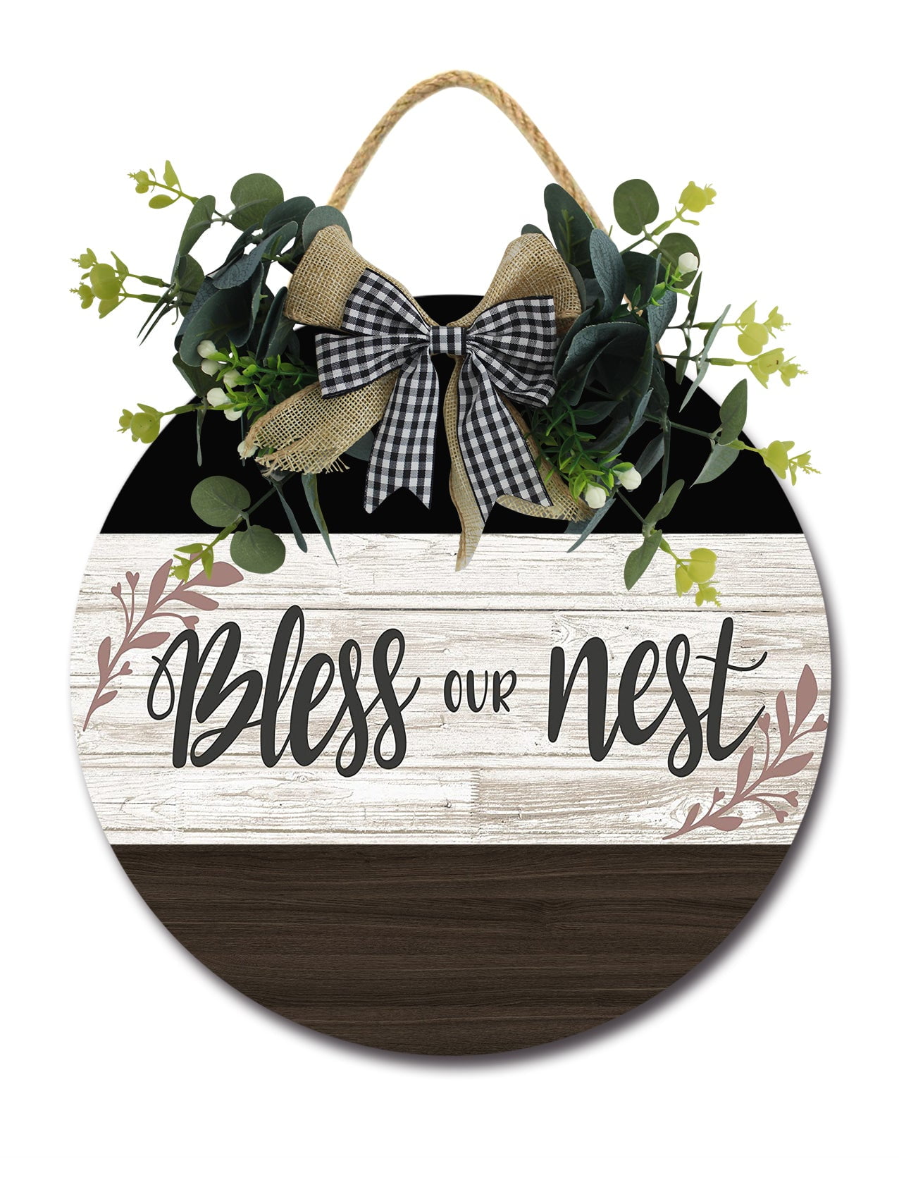 Bless Our Nest Sign for Front Door Hanging Seasons Sign Outdoor Rustic ...