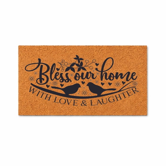 Bless Our Home Doormat, Coir Welcome Mat, With Love And Laughter Quote ...